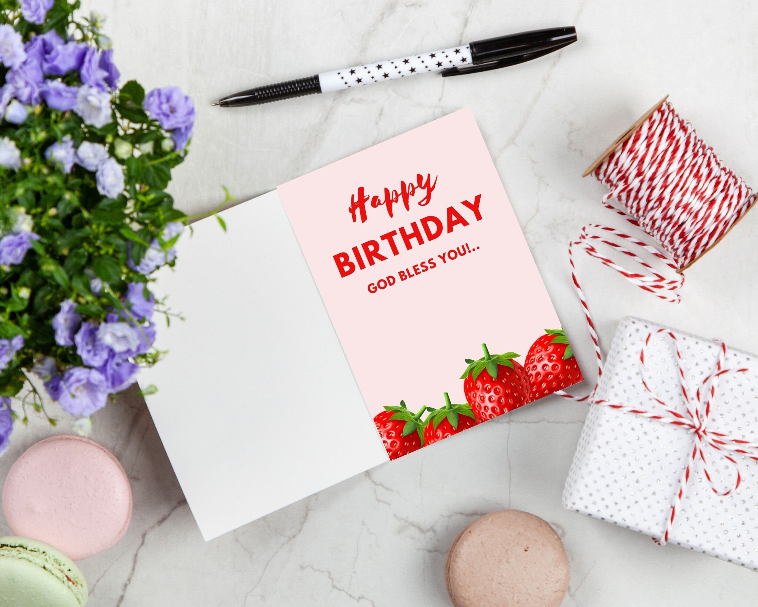Strawberry Birthday Card Printable Strawberry Birthday Card - Etsy