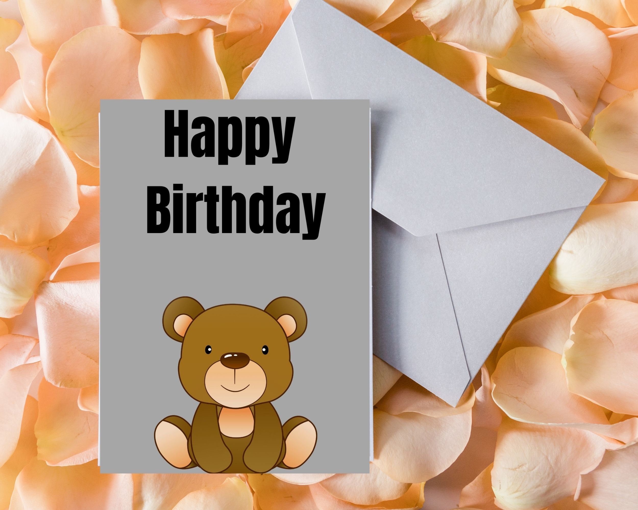 Printable Teddy Bear Birthday Card, Birthday Card, Teddy Bear Card ...