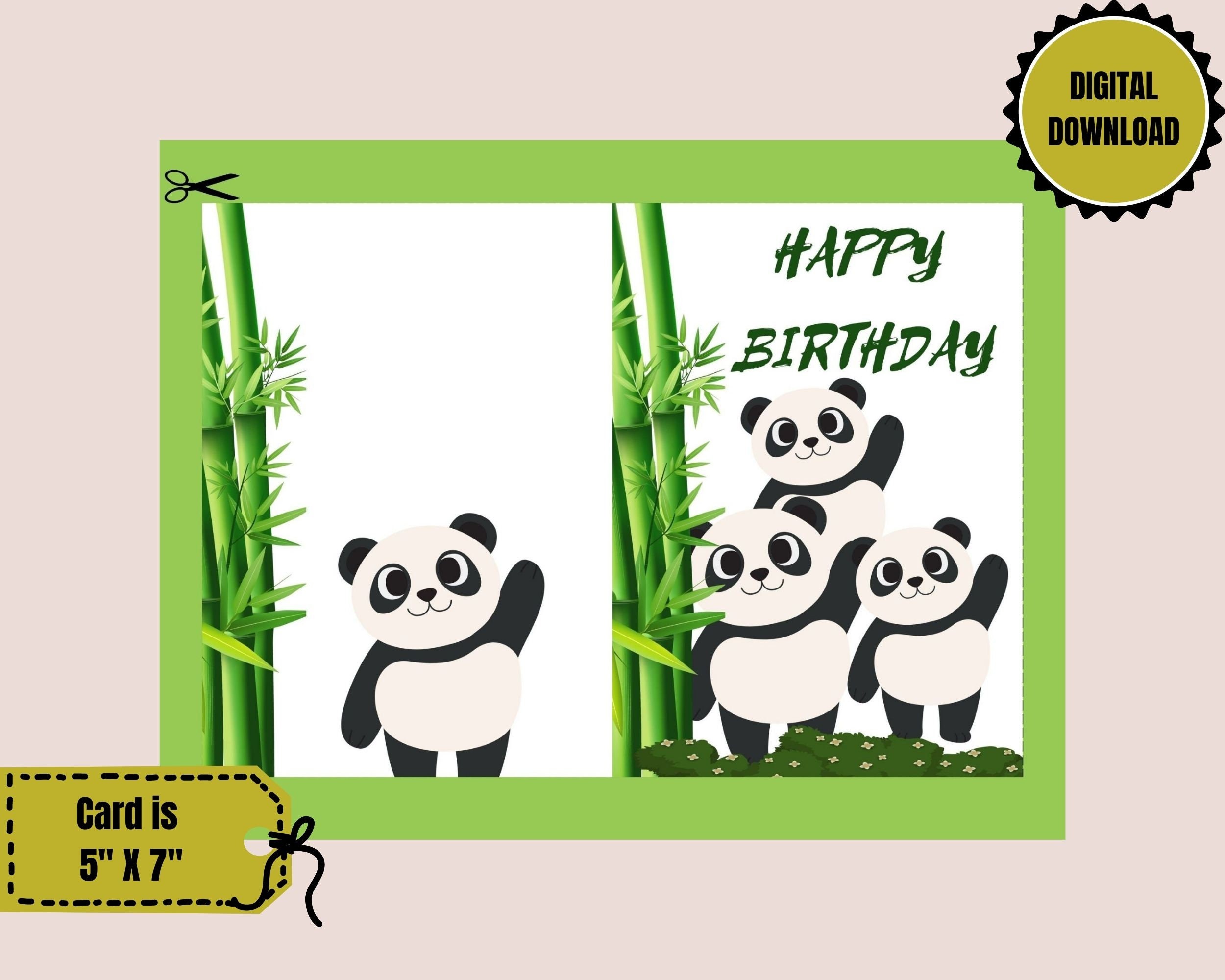 Cute Panda Card, Printable Panda Birthday Card, Birthday Card, Panda ...