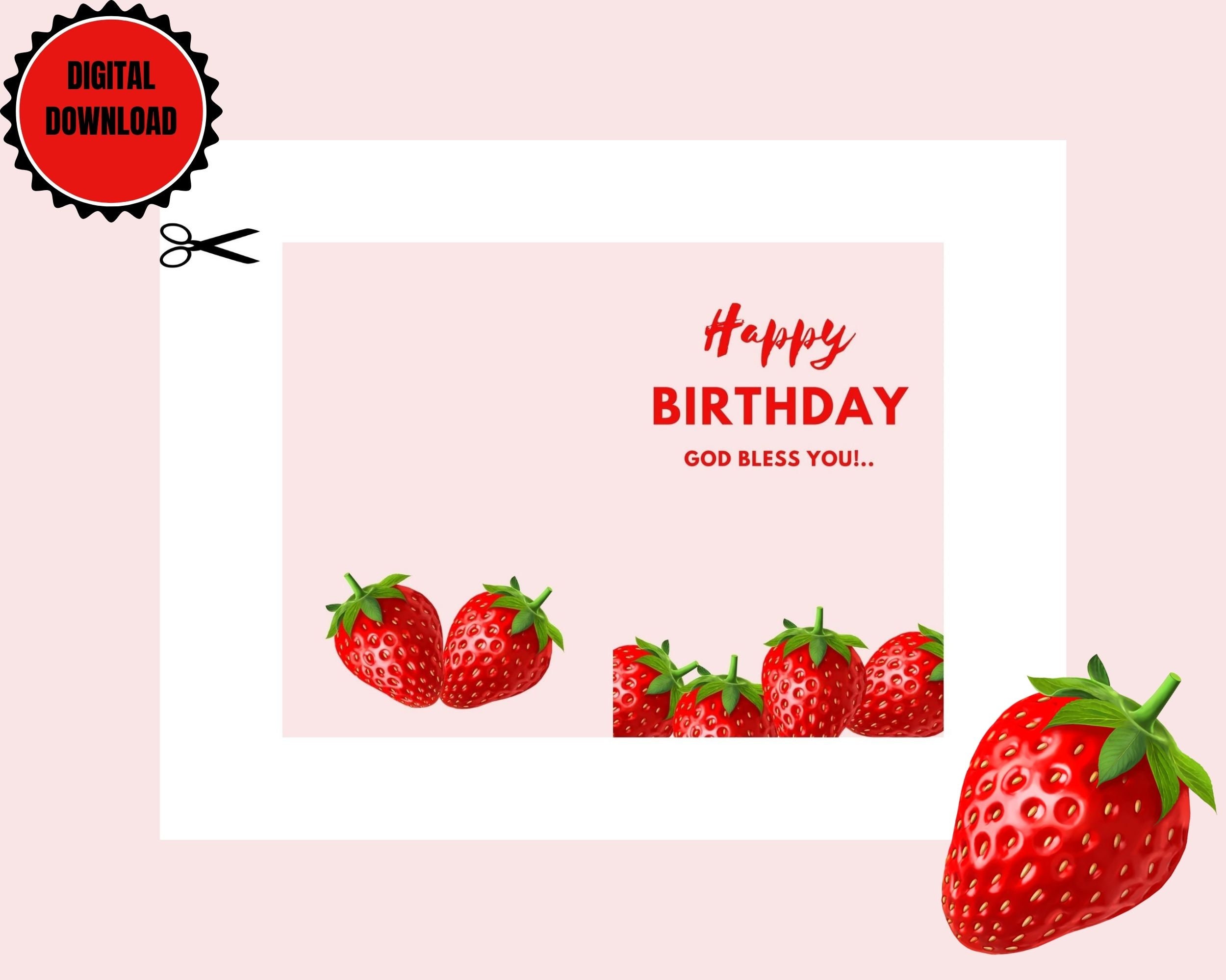Strawberry Birthday Card Printable Strawberry Birthday Card - Etsy