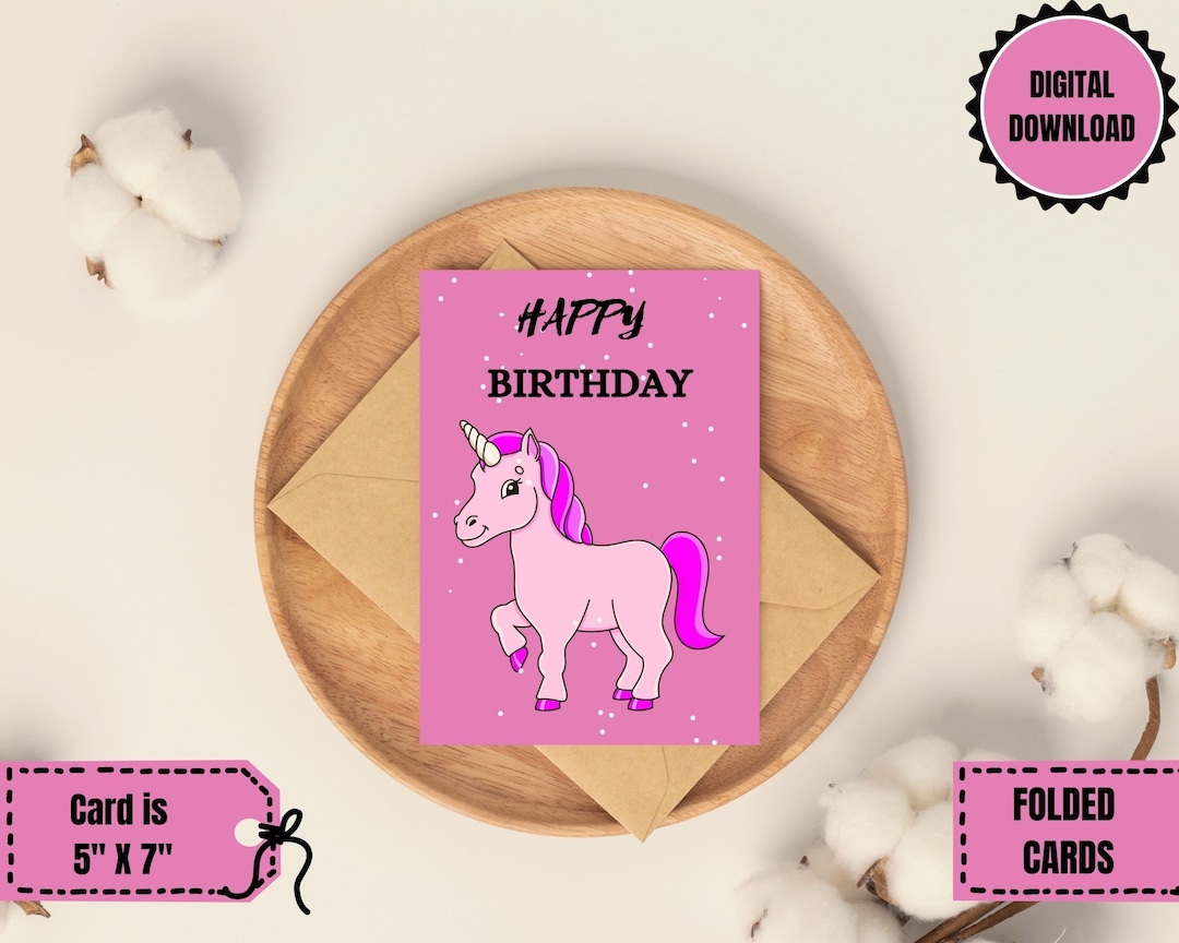 Unicorn Birthday Card, Printable Unicorn Birthday Card, Birthday Card ...