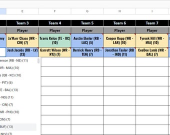 Fantasy Football Draft Day Sheet Template - Etsy