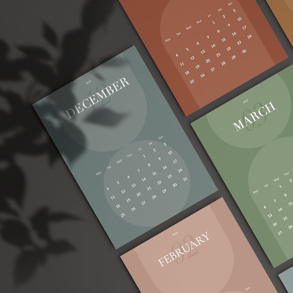 Soft Geometry Coloured Calendar 2023&2024 in A4 and A5 | Ready to Print ...