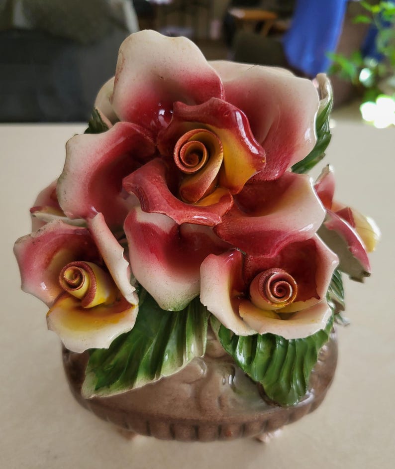 Vintage Rose Capodimonte Nuova Red Pink Yellow Box of Roses - Etsy
