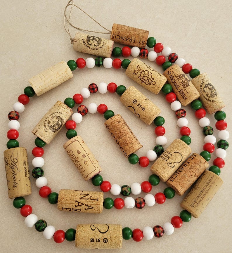 Cork Garland - Wine Corks With Red, White, and Green Beads - Etsy