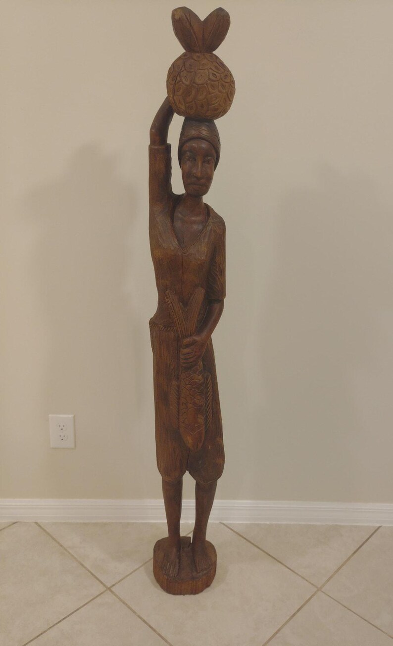 Caribbean Wooden Statue - Etsy
