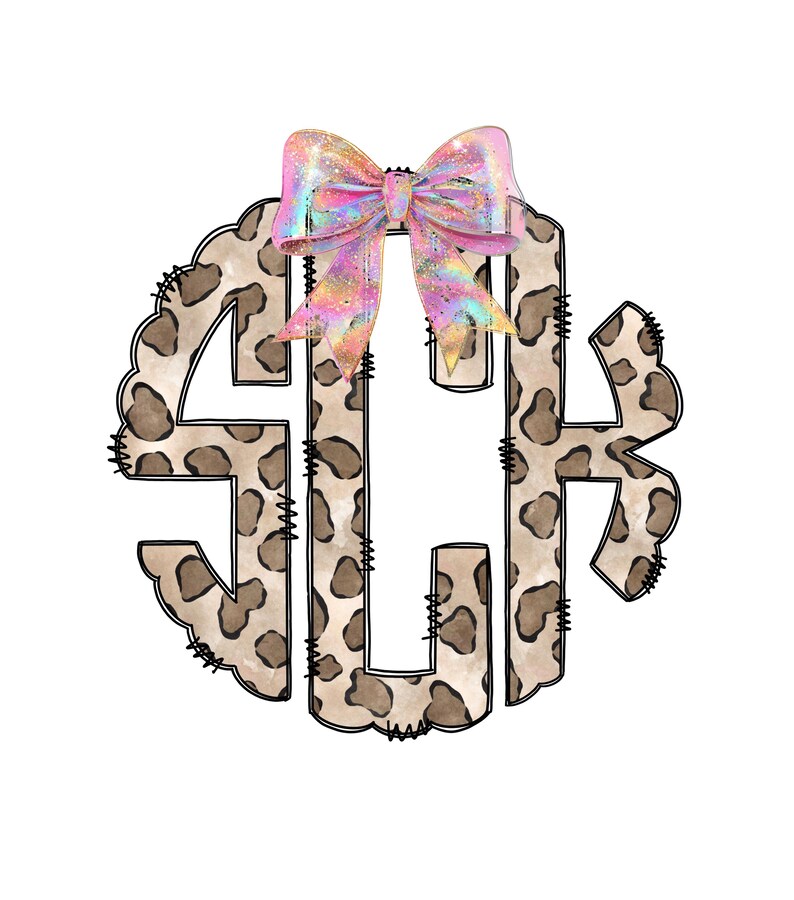 Custom Leopard Print Monogram Png, Scallop Monogram, Scalloped Monogram ...