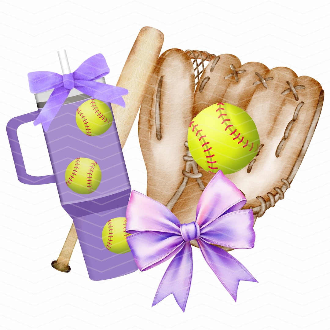 Coquette Softball PNG: Purple Softball Mom Design (digital Download) - Etsy
