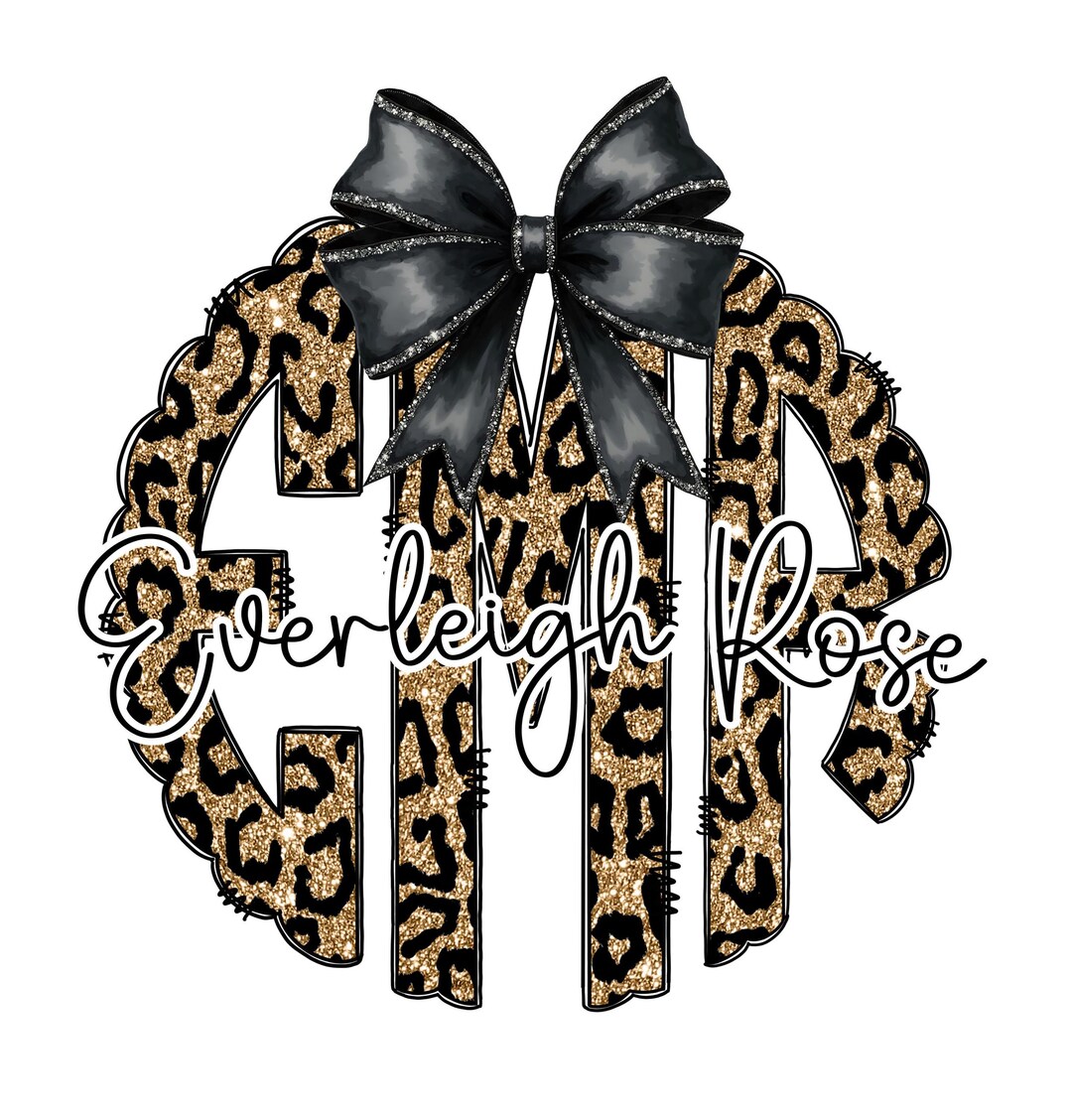 Leopard Print Custom Monogram With Bow (personalized PNG) Monogram PNG ...