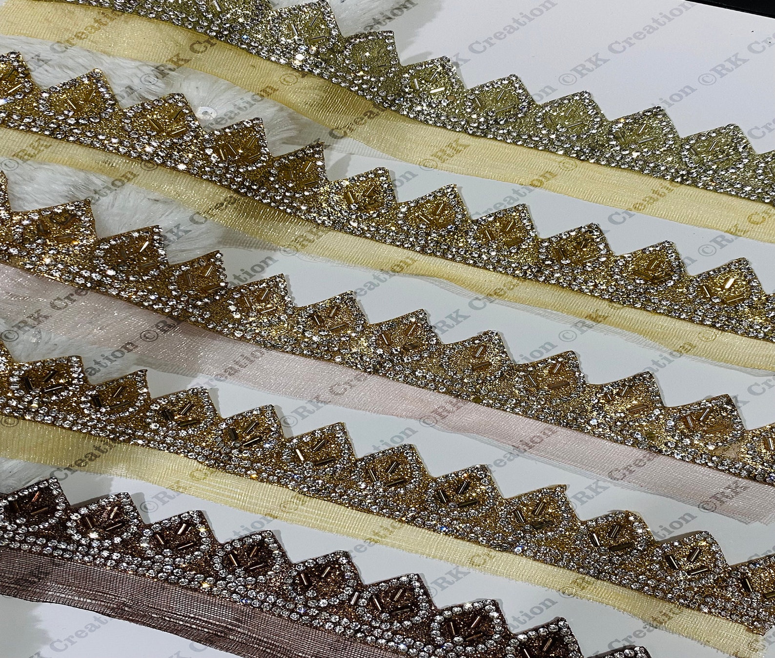 Mohini Lace Gothic Zircon Saree Border Indian Fabric Lace Trim by the ...