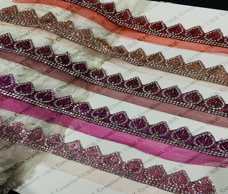 Mohini Lace Gothic Zircon Saree Border Indian Fabric Lace Trim by the ...