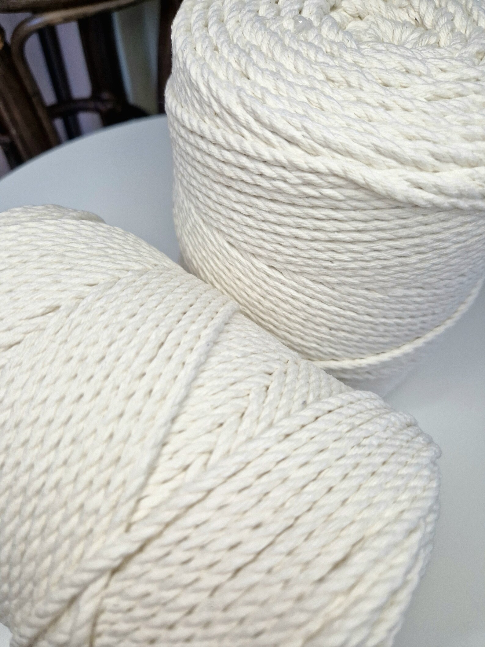 Macrame Cotton Cord 4mm, 3ply Twisted Cotton Rope, 3 Strand Natural ...