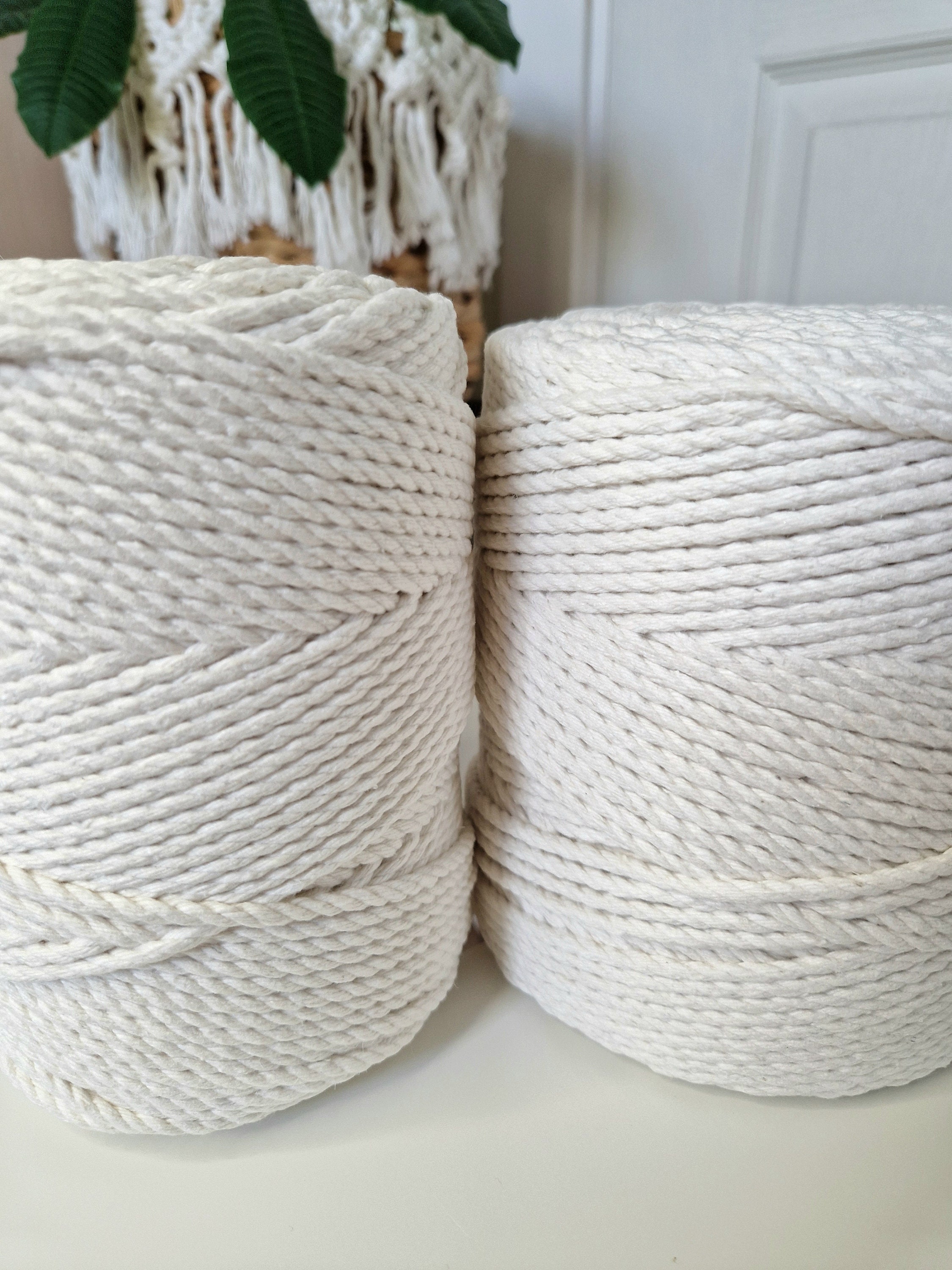 Macrame Cotton Cord 4mm, 3ply Twisted Cotton Rope, 3 Strand Natural ...