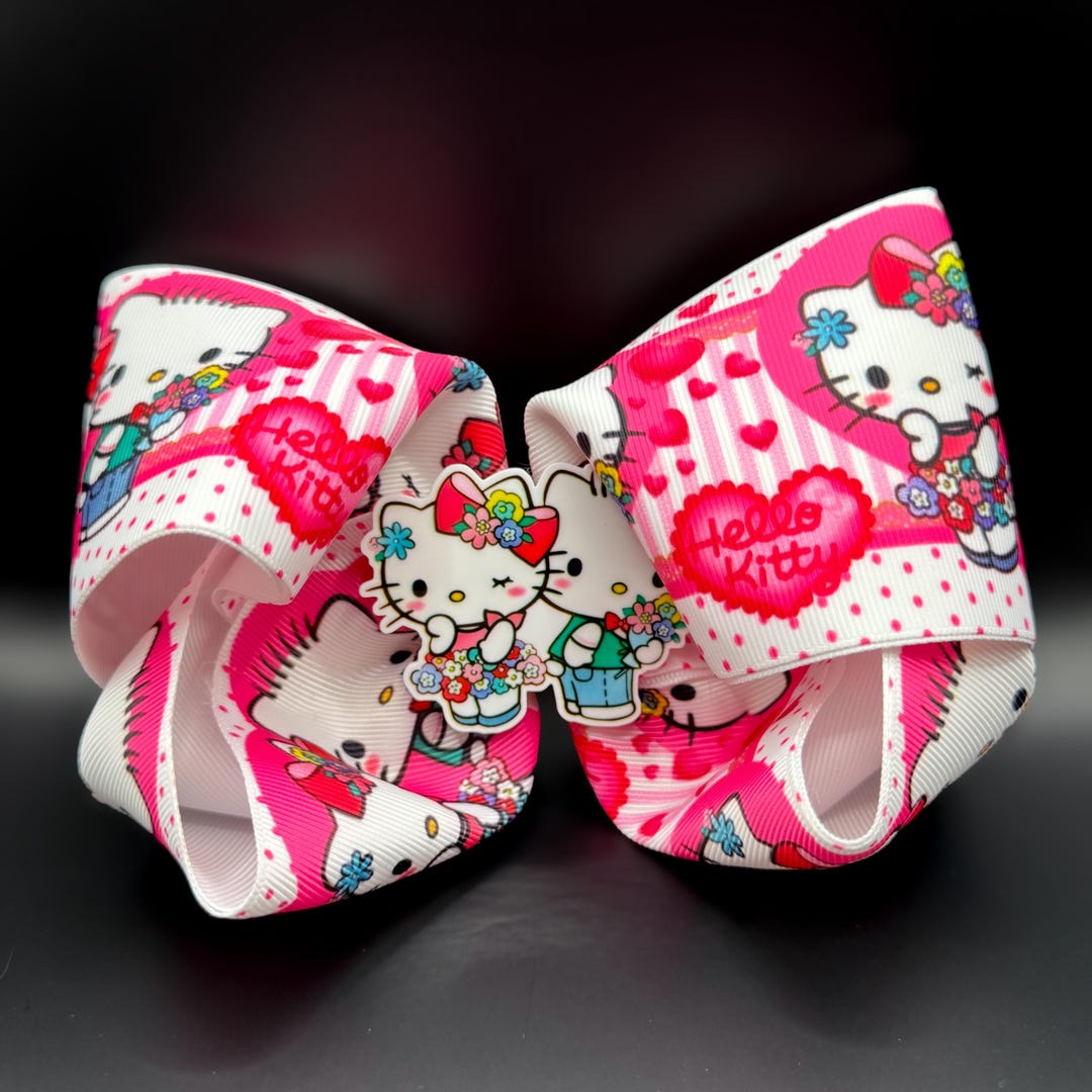 Pink Kitty Cat Hair Bow, Kitty Hair Clip, Handmade Bow, Girls Bow, Catm ...