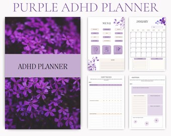 Purple ADHD Printable Planner. Daily and Weekly Schedule Plus Weekly ...