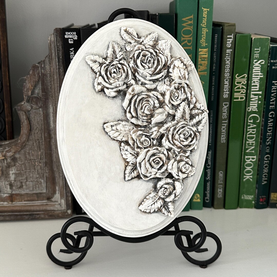 Roses Clay Bas-relief Painting, Hand Sculpted Artwork, French Country ...