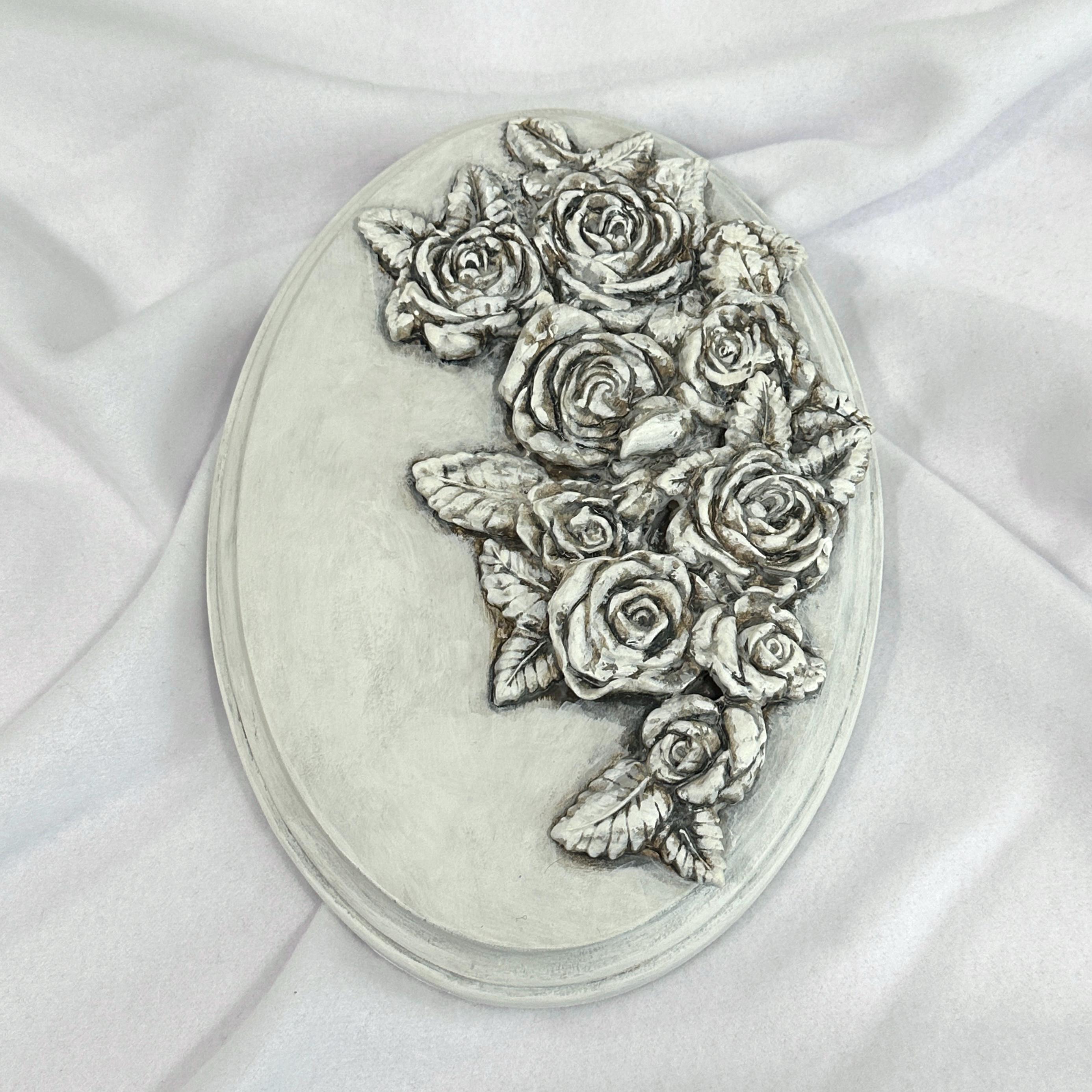 Roses Clay Bas-relief Painting, Hand Sculpted Artwork, French Country ...