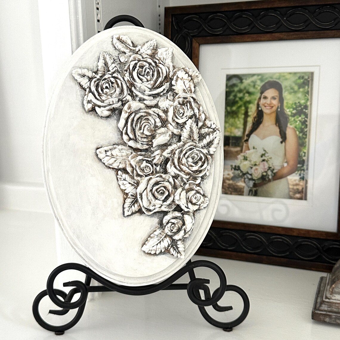 Roses Clay Bas-relief Painting, Hand Sculpted Artwork, French Country ...