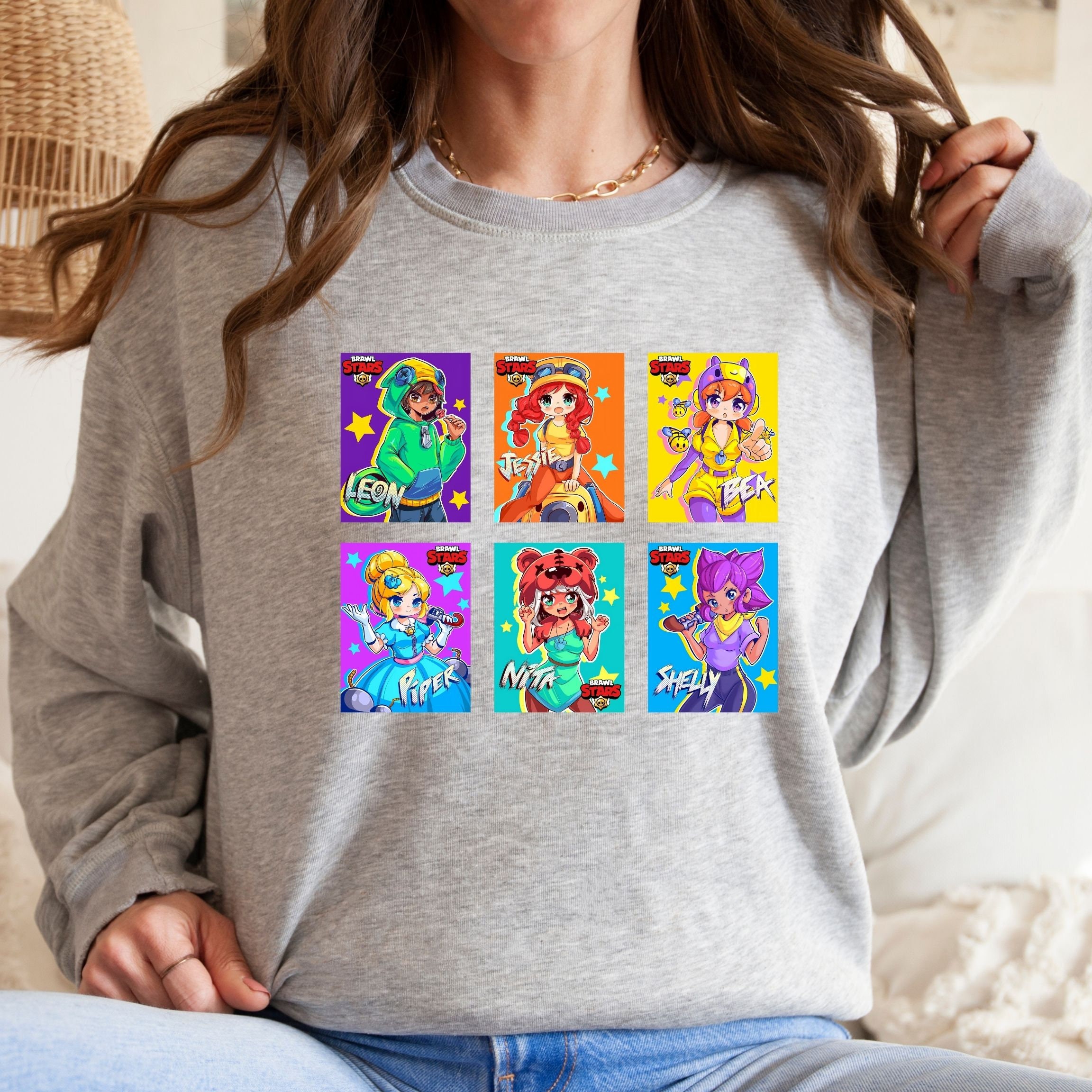 Brawl Stars Sweatshirt, Hoodie, Crewneck, Tee, Leon Shirt, Jessie Bee ...
