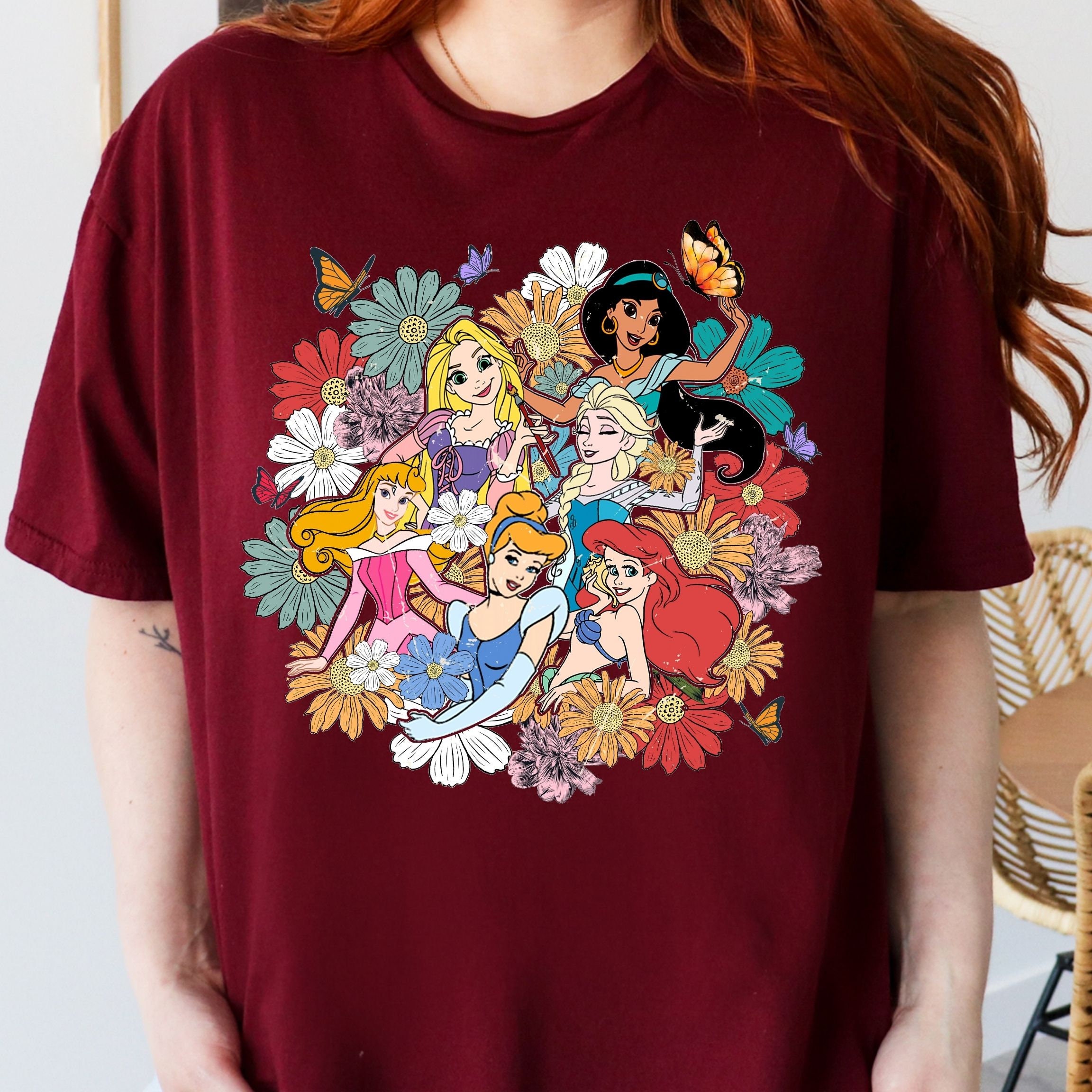 Disney Princesses Shirt Elsa Rapunzel Jasmine Ariel - Etsy