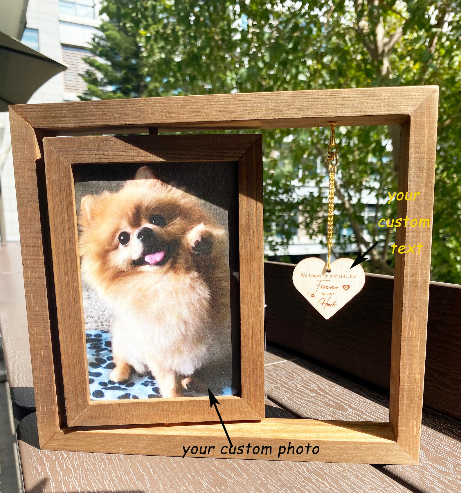 Personalized Wooden Double-sided Photo Frame,custom Wood Rotating Photo ...