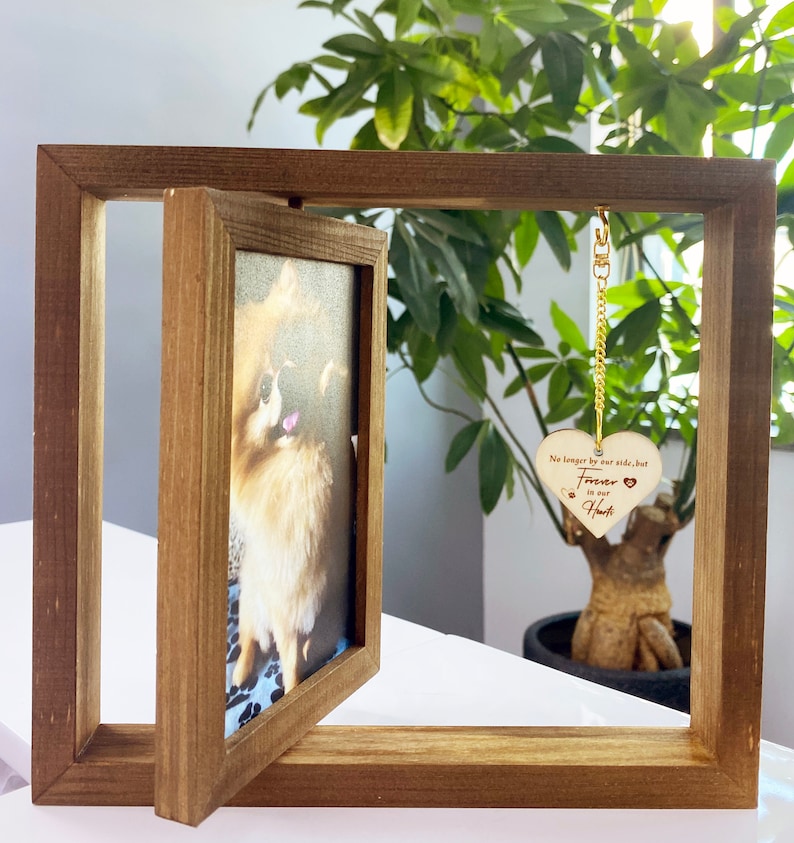 Cadre photo double face en bois personnalisé, cadre photo rotatif en bois personnalisé avec ...