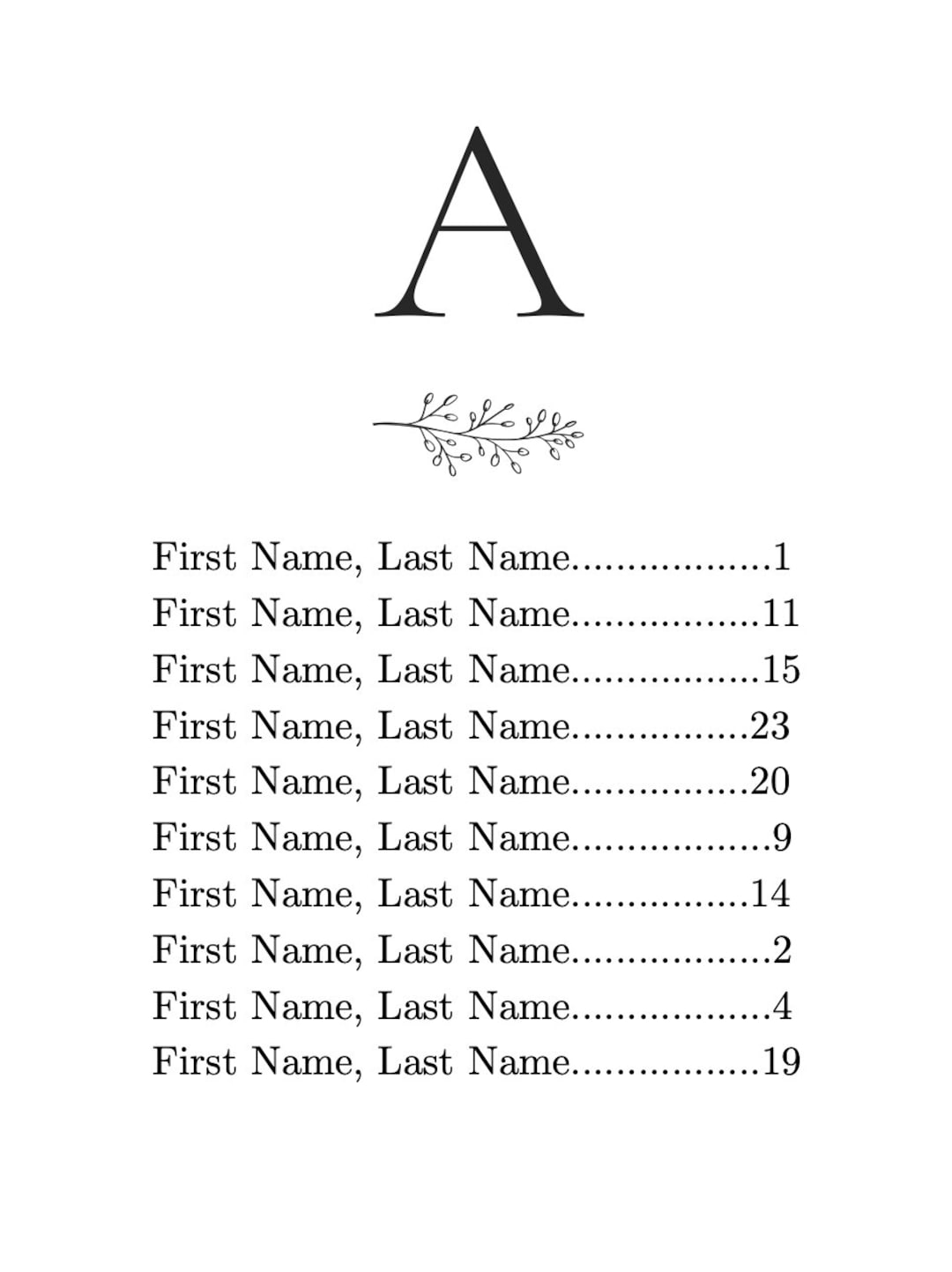 Seating Chart & Table Numbers Template - Etsy