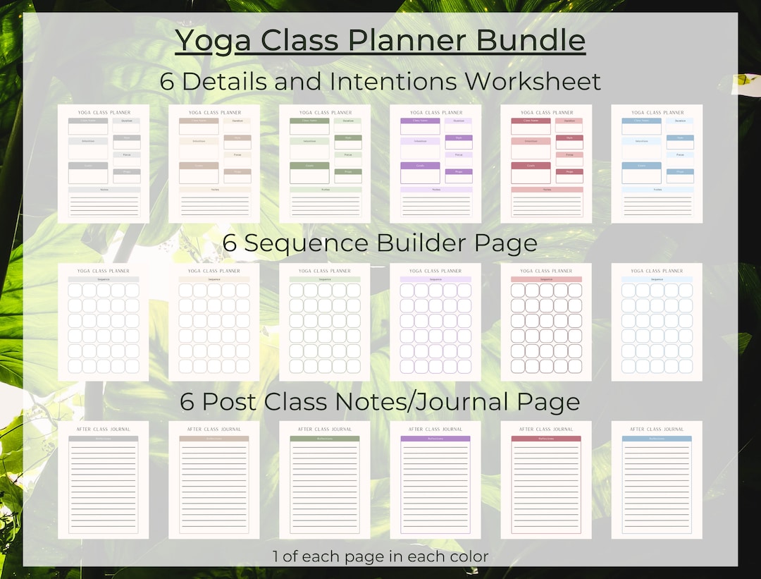 Yoga Class Planner Bundle Includes Intentions/details Sheet, Sequence ...