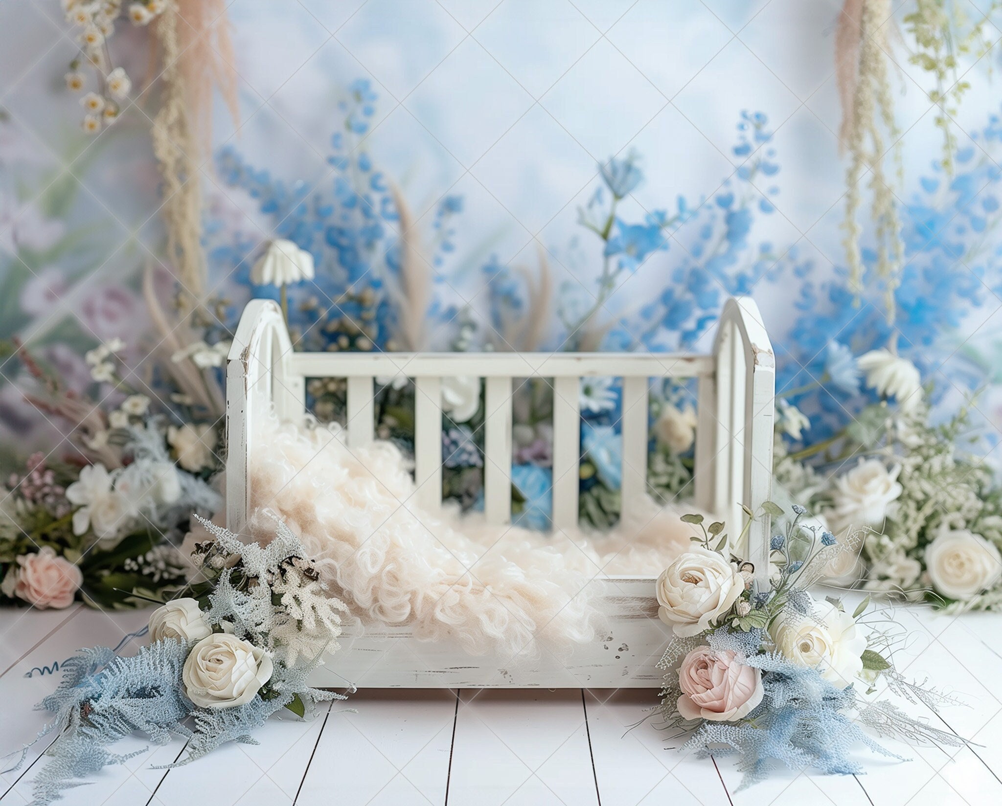 Baby Blue Spring Newborn Digital Backdrop Background - Etsy