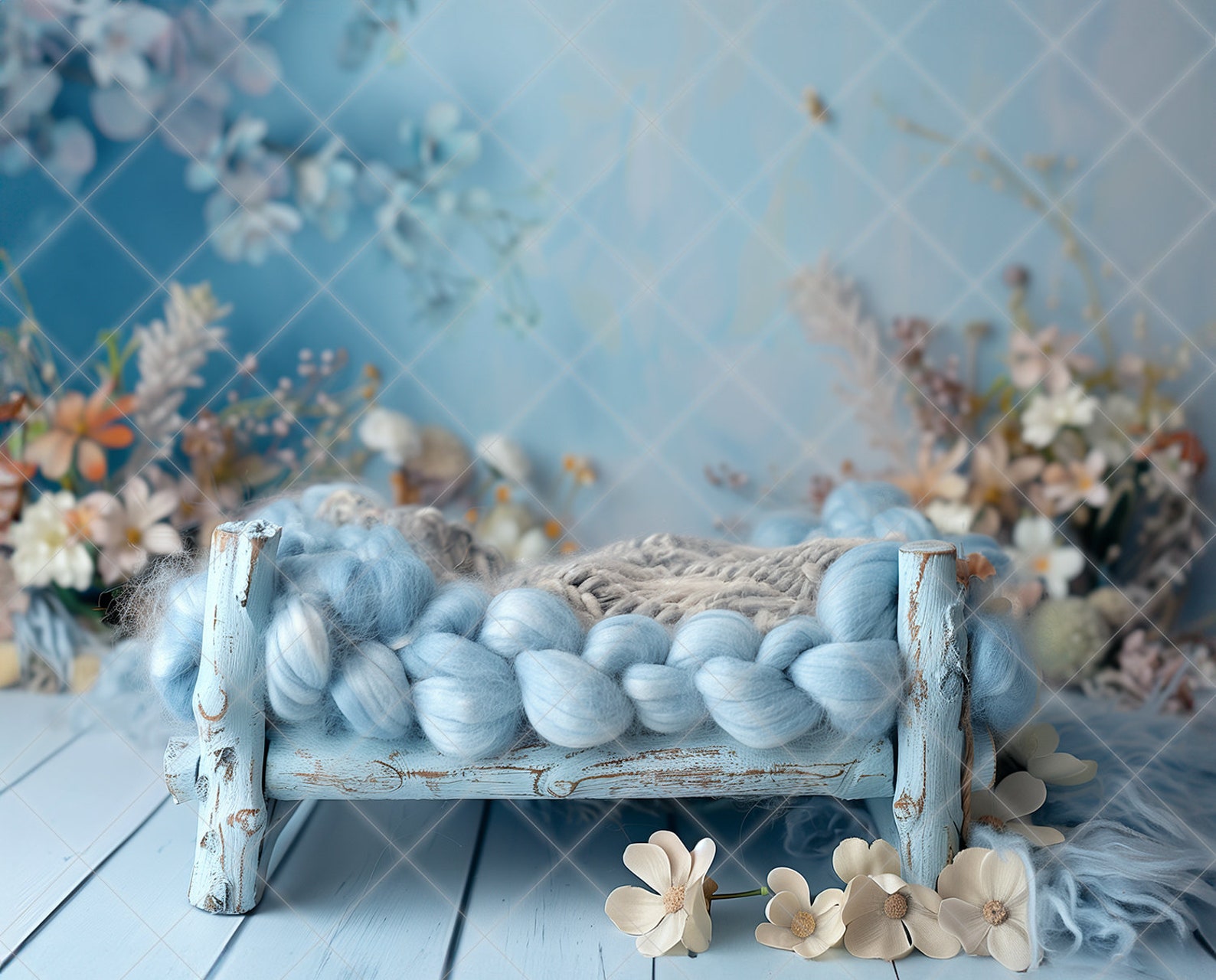 Blue Spring Newborn Digital Backdrop Background - Etsy