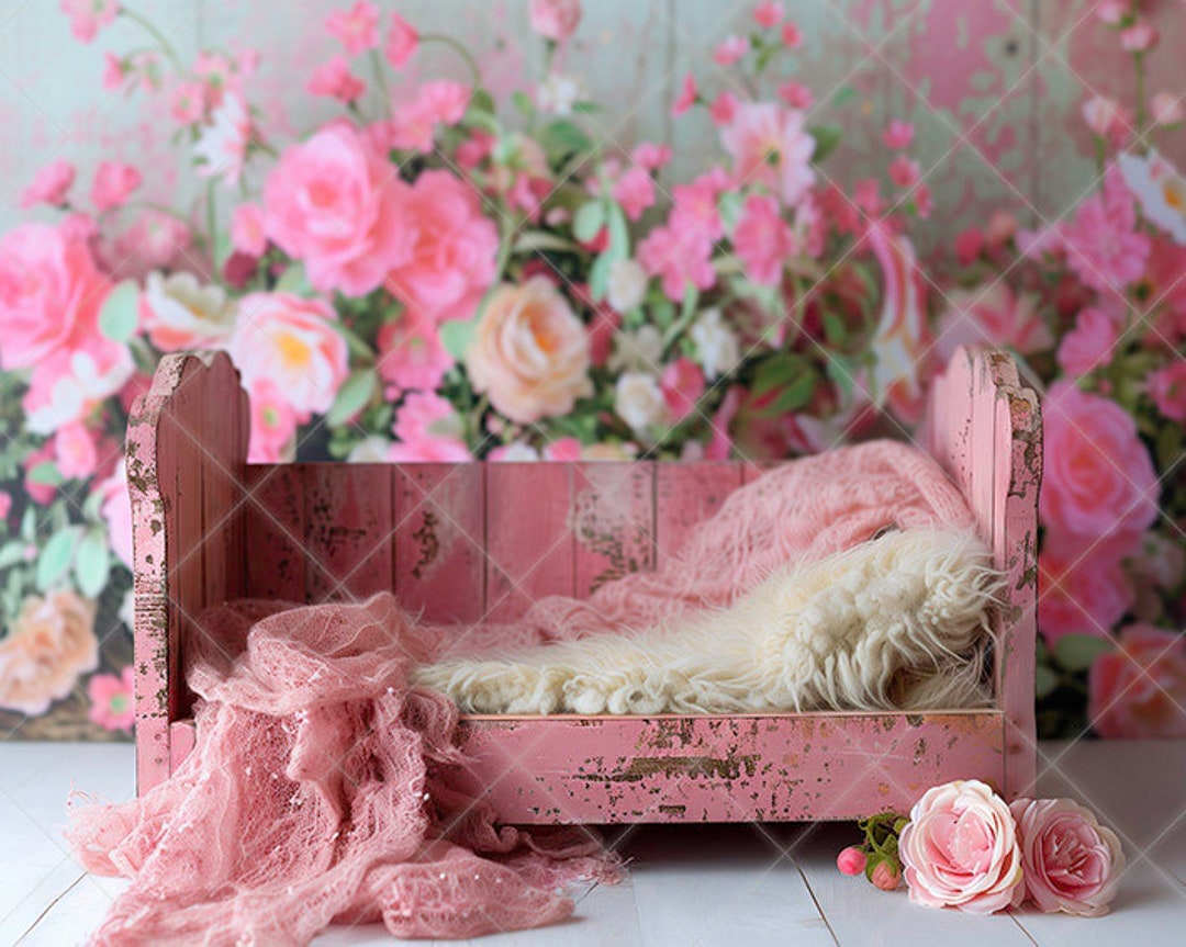 Pink Spring Newborn Digital Backdrop Background - Etsy