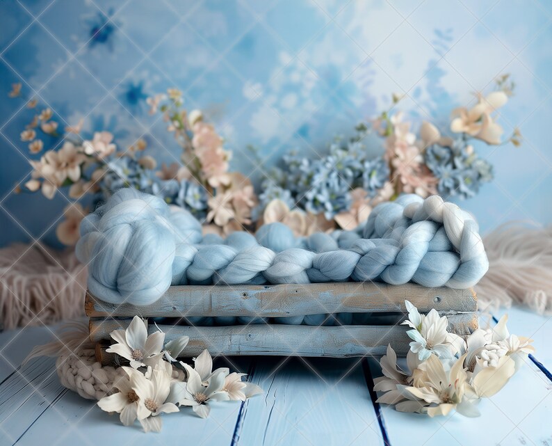 Baby Blue Spring Newborn Digital Backdrop Background - Etsy