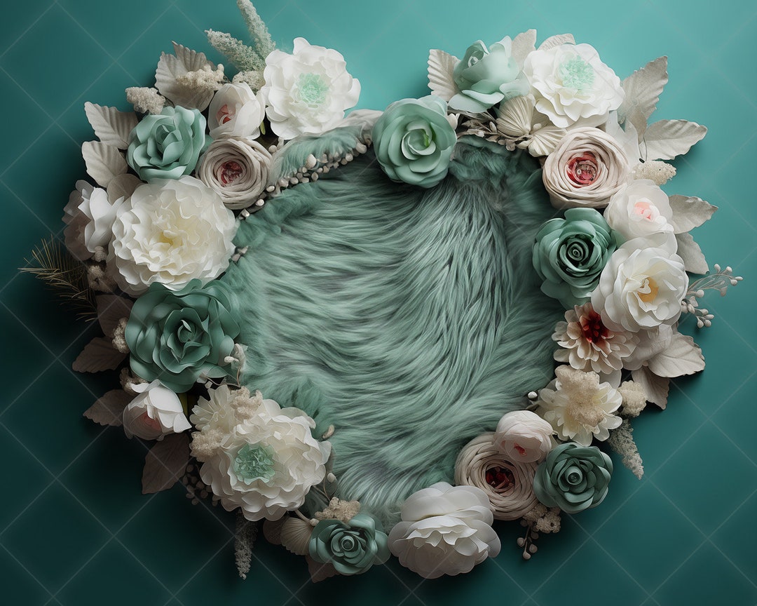 Mint Heart Valentine Newborn Digital Backdrop Background - Etsy