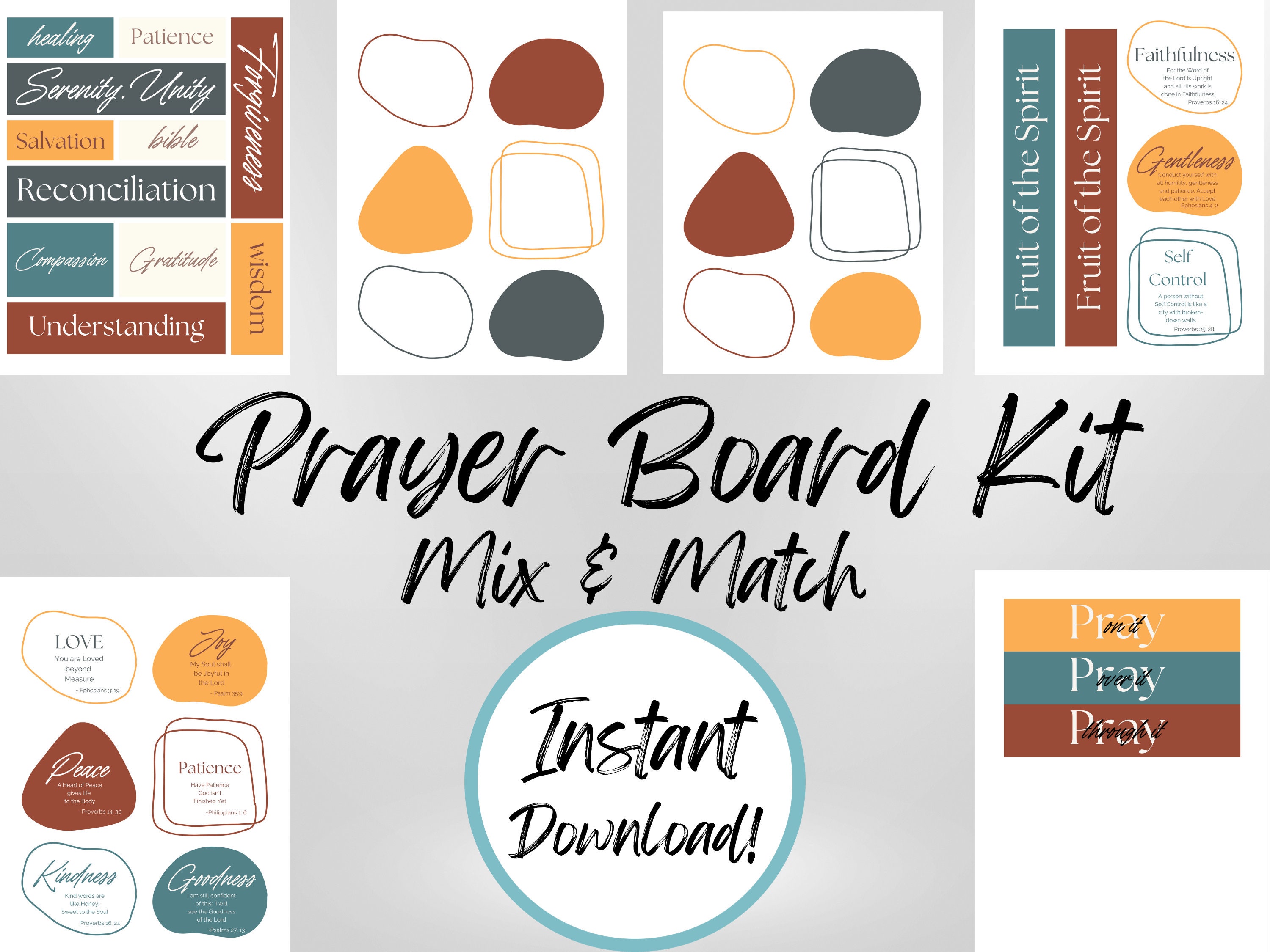 Printable Prayer Board Kit DIY, Christian Wall Art Collage ...