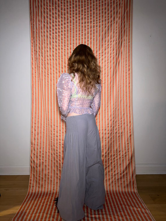 1980s sheer lavender puff sleeve blouse - Gem