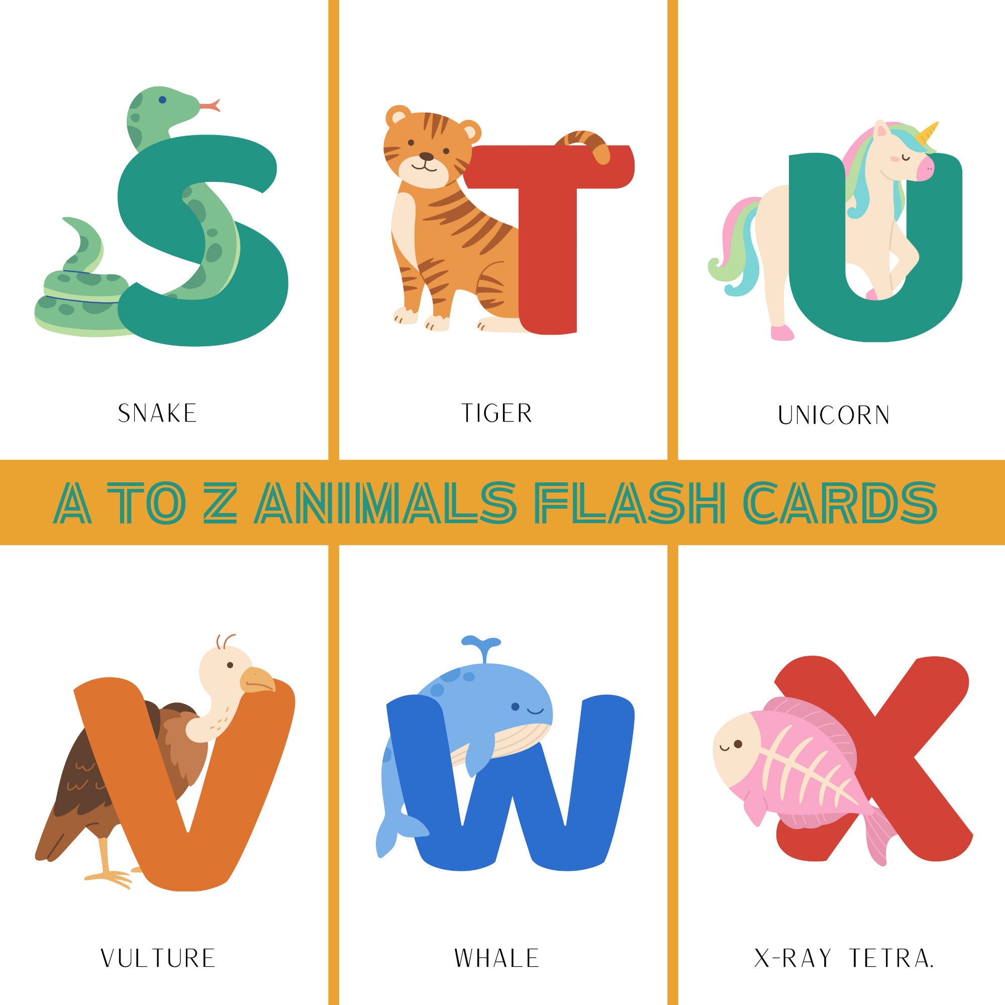 Printable Animal Abc Flashcards Classroom Decor Preschool - Etsy