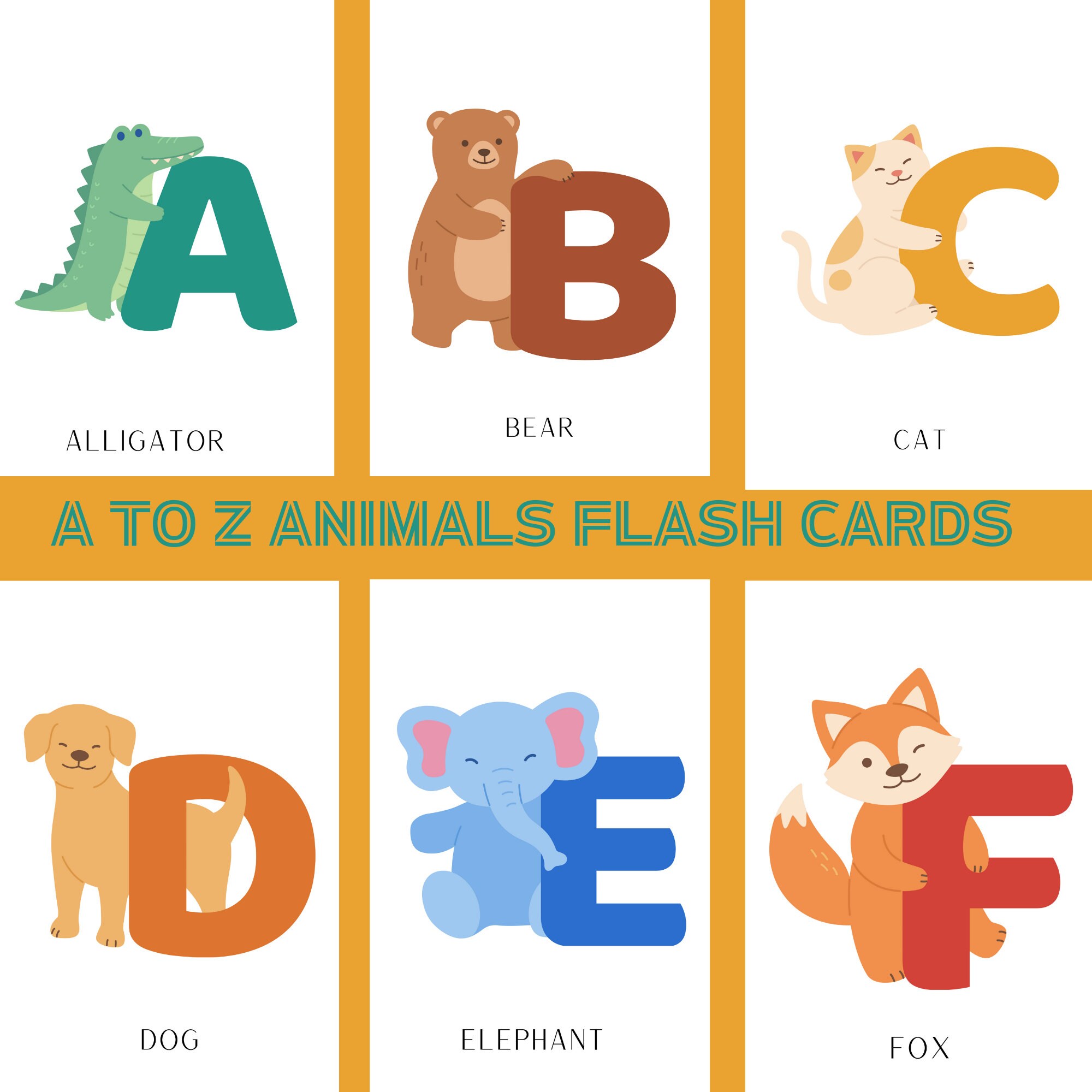 Printable Animal Abc Flashcards Classroom Decor Preschool - Etsy