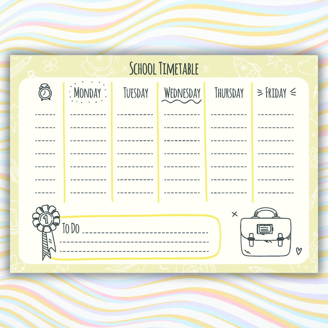 Printable School Timetable Students Daily Schedule Back to - Etsy