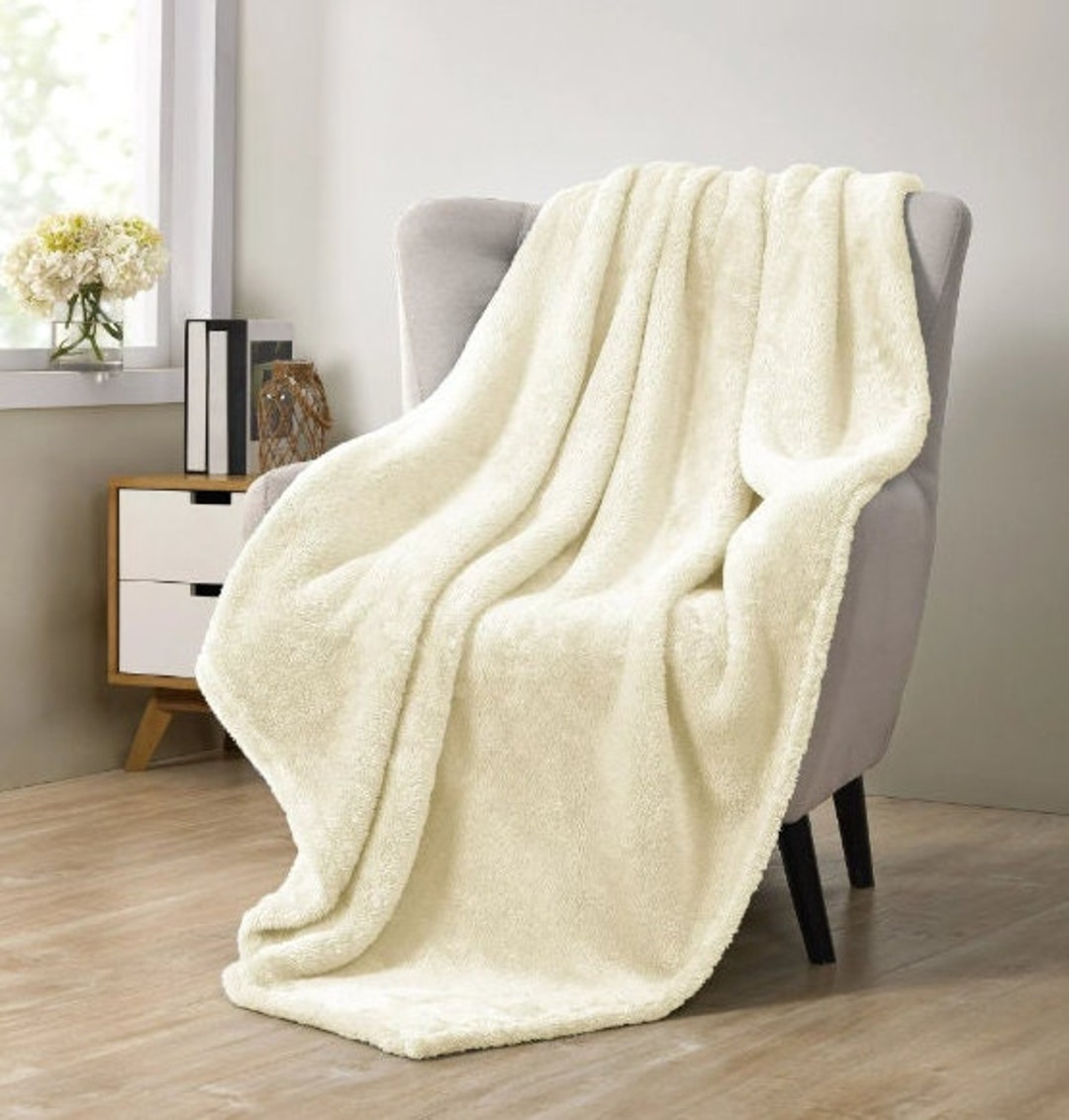 Avery Pure Antimicrobial Off-white Solid Polyester Throw - Etsy