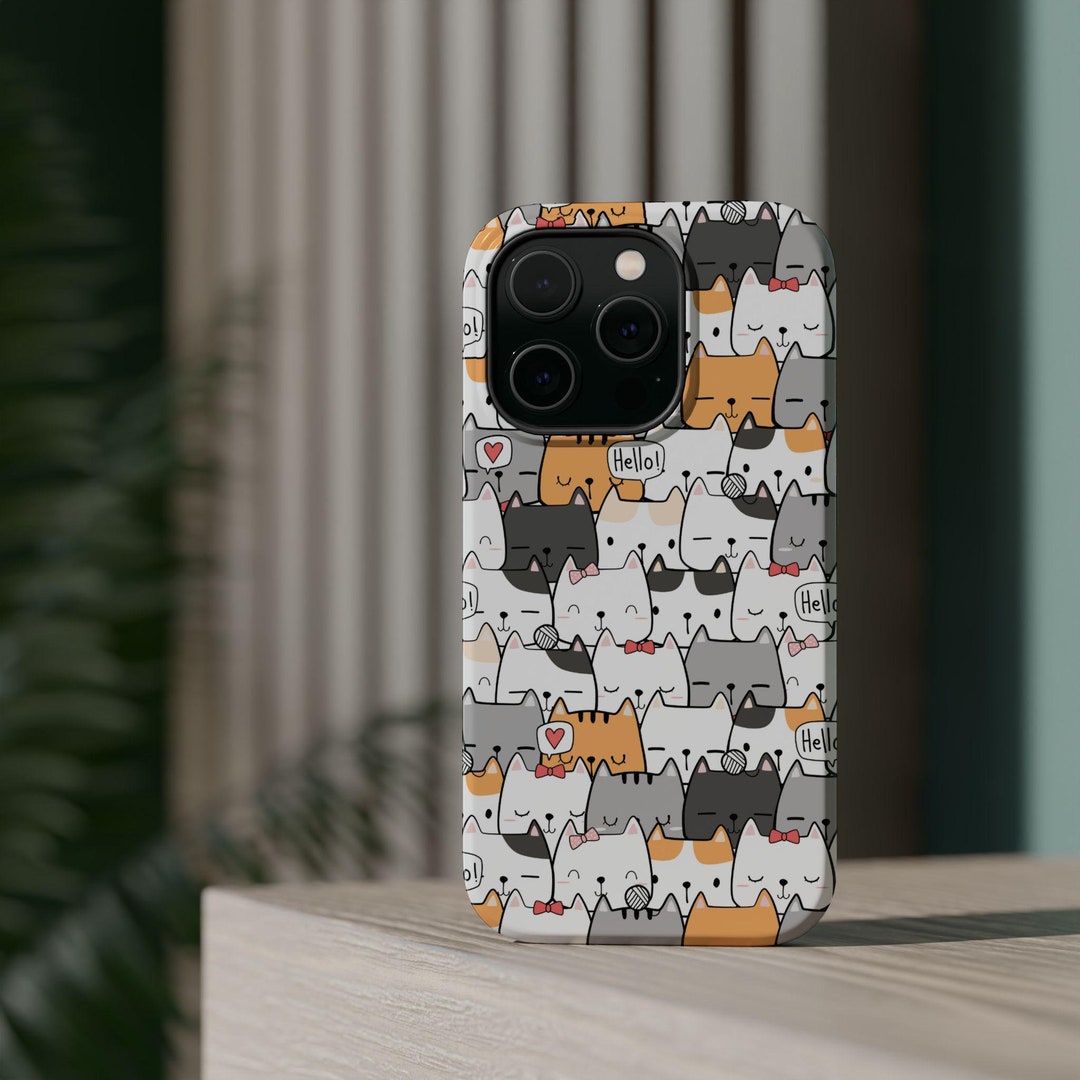 Cute Kawaii Cat Tough Magnetic Case, Kawaii Cat Cases, Animal Lover ...
