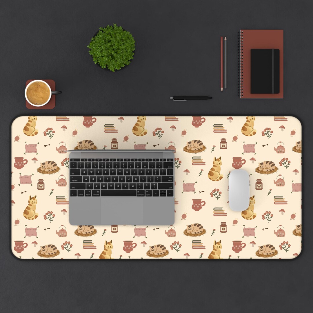 Cottagecore Cat Desk Mat, Gift for Cottagecore Lovers, Desk Mat ...