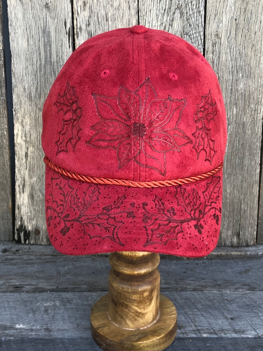 Custom Designed Baseball Cap, Pyrography Art, Vegan Suede Ball Cap ...