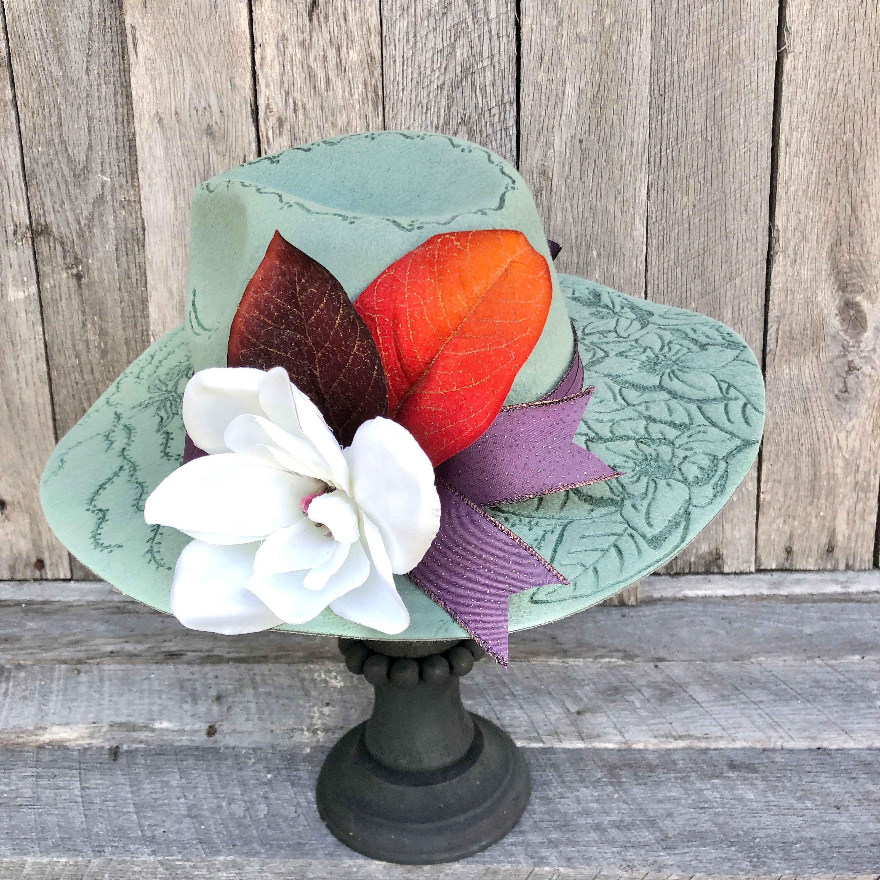 Custom Burned Hat, Pyrography Art, Burned & Distressed, Fedora Hat ...