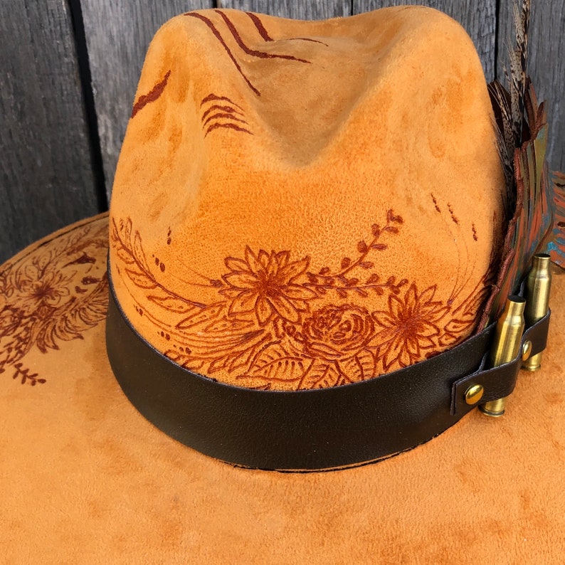 Custom Burned Hats Burned and Distressed Hats Fedora Hat - Etsy