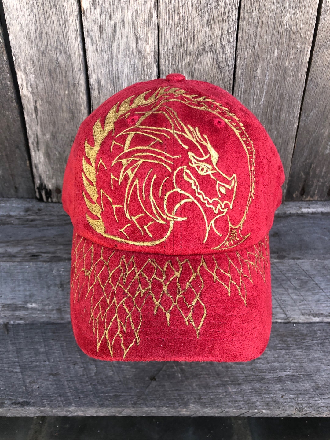 Year of the Dragon, Red and Gold Custom Designed Baseball Cap ...