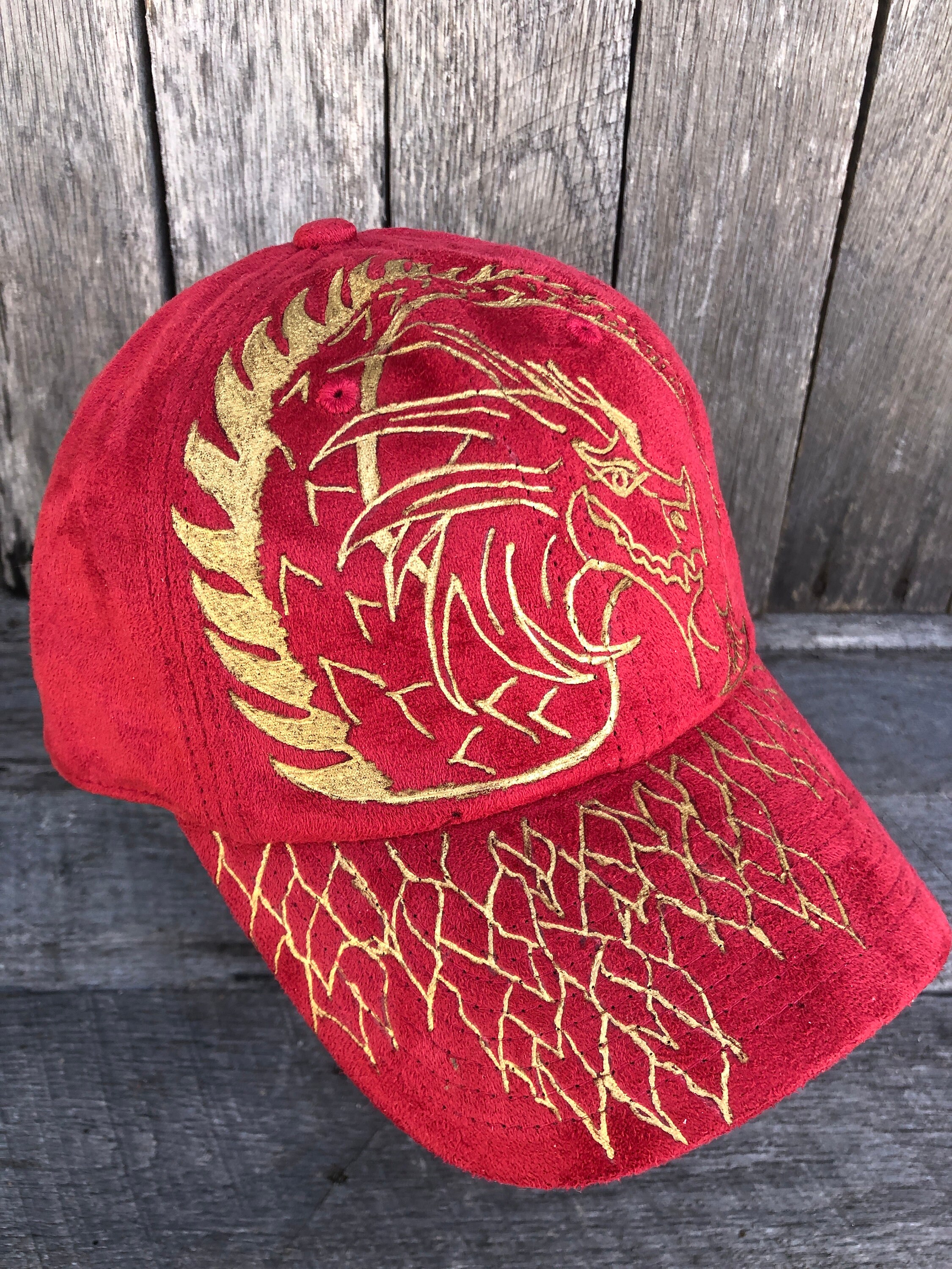 Year of the Dragon, Red and Gold Custom Designed Baseball Cap ...