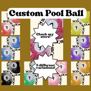 Vintage Pink Pool Ball Print Retro Hand-drawn Wall Art Trendy Lucky 7 ...