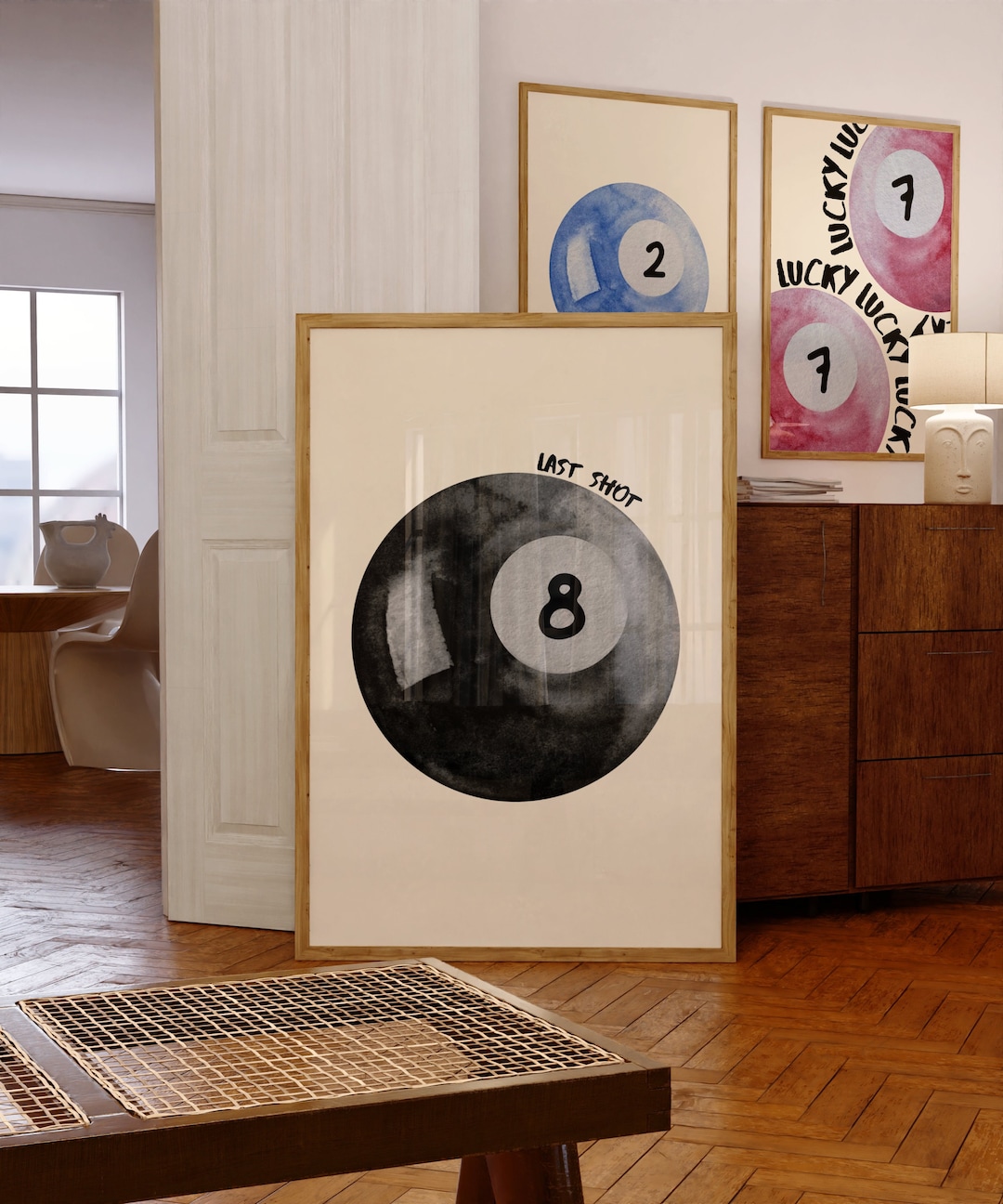 Vintage 8 Ball Art Retro Casino Print Vintage Pool Ball Print Hand ...
