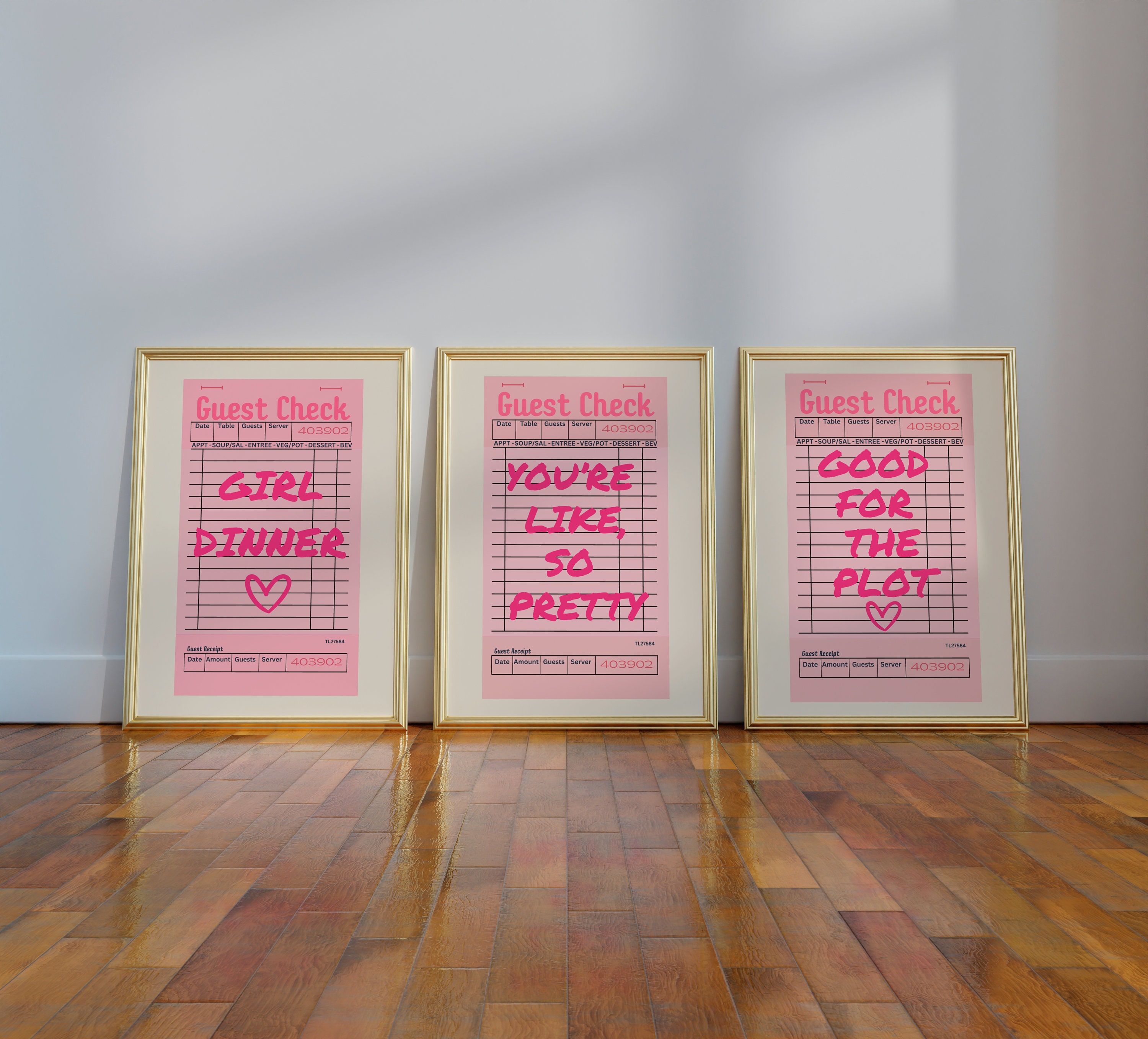 Guest Check Print Set of 3, Trendy Wall Art, You're so Pretty Print ...