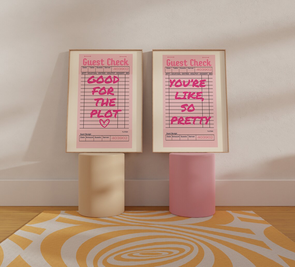 Guest Check Print Set of 3, Trendy Wall Art, You're so Pretty Print ...